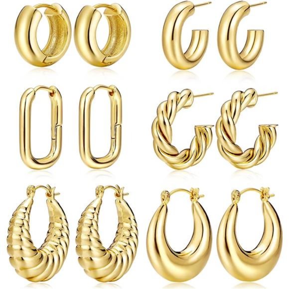 Jewelry | Gold Hoop Earrings For Women14k Gold Plated Thick Hoop ...